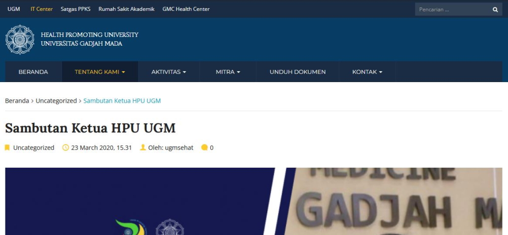 Health Promoting University Universitas Gadjah Mada – Departemen ...